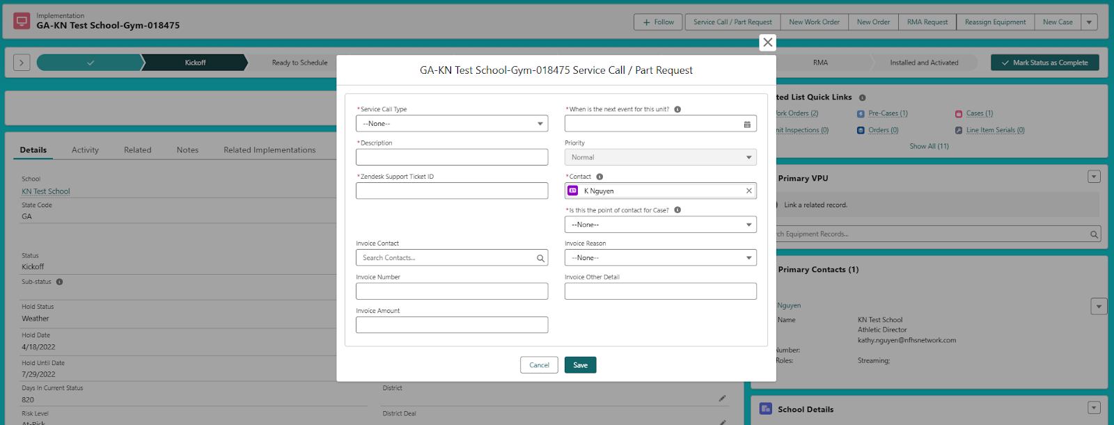 How to Create Service Calls and Part Requests in Salesforce